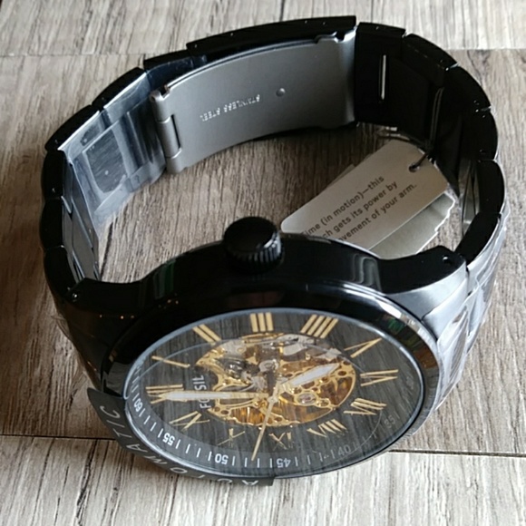 Fossil | Accessories | Fossil Skeleton Automatic Ion Black Mens Watch ...